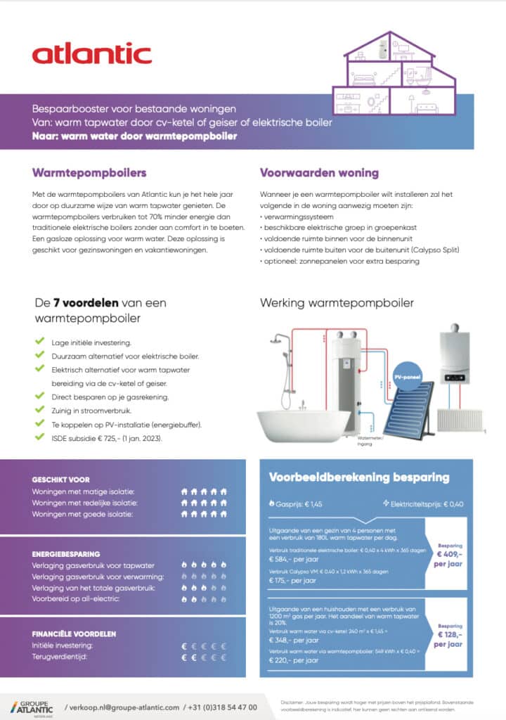 Bespaarbooster Atlantic warmtepompboiler - Groupe Atlantic Nederland